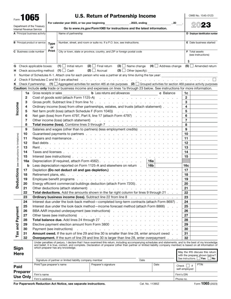 Form 1065 Instructions: U.S. Return of Partnership Income