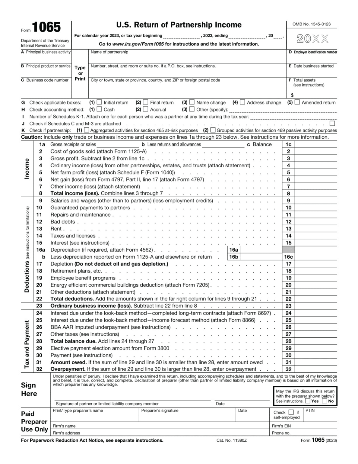 Form 1065 Instructions: U.S. Return of Partnership Income