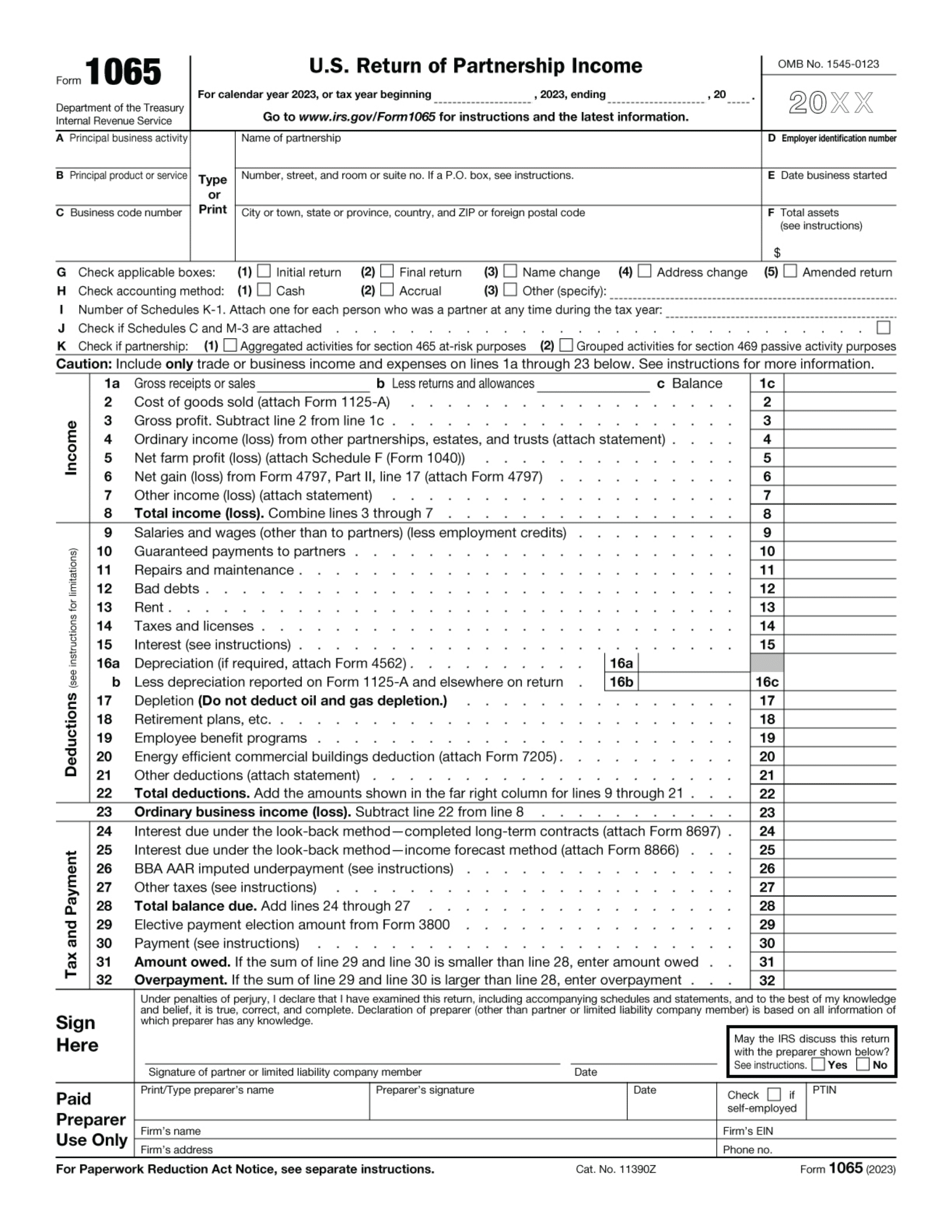 Form 1065 Instructions: U.S. Return of Partnership Income