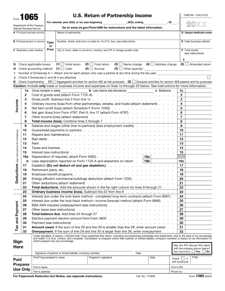 Form 1065 Instructions: U.S. Return of Partnership Income