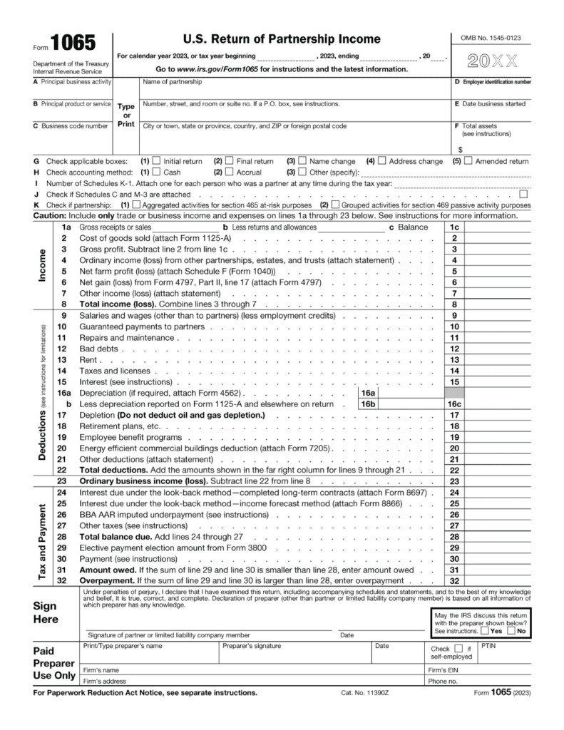 Form 1065 Instructions: U.S. Return of Partnership Income